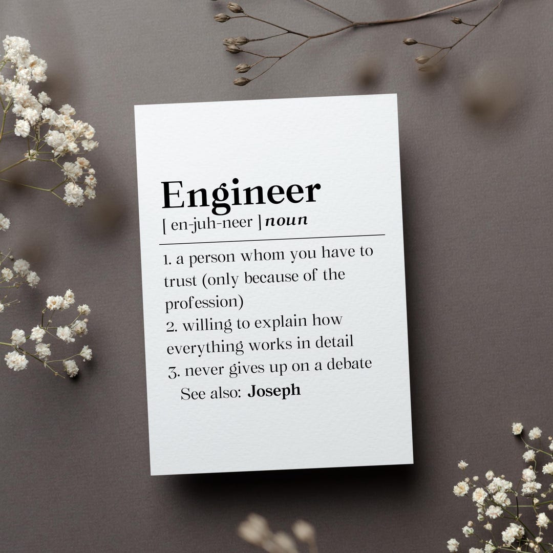 Personalized Engineer Card, Funny Engineer Gift, Mechanical Engineer ...