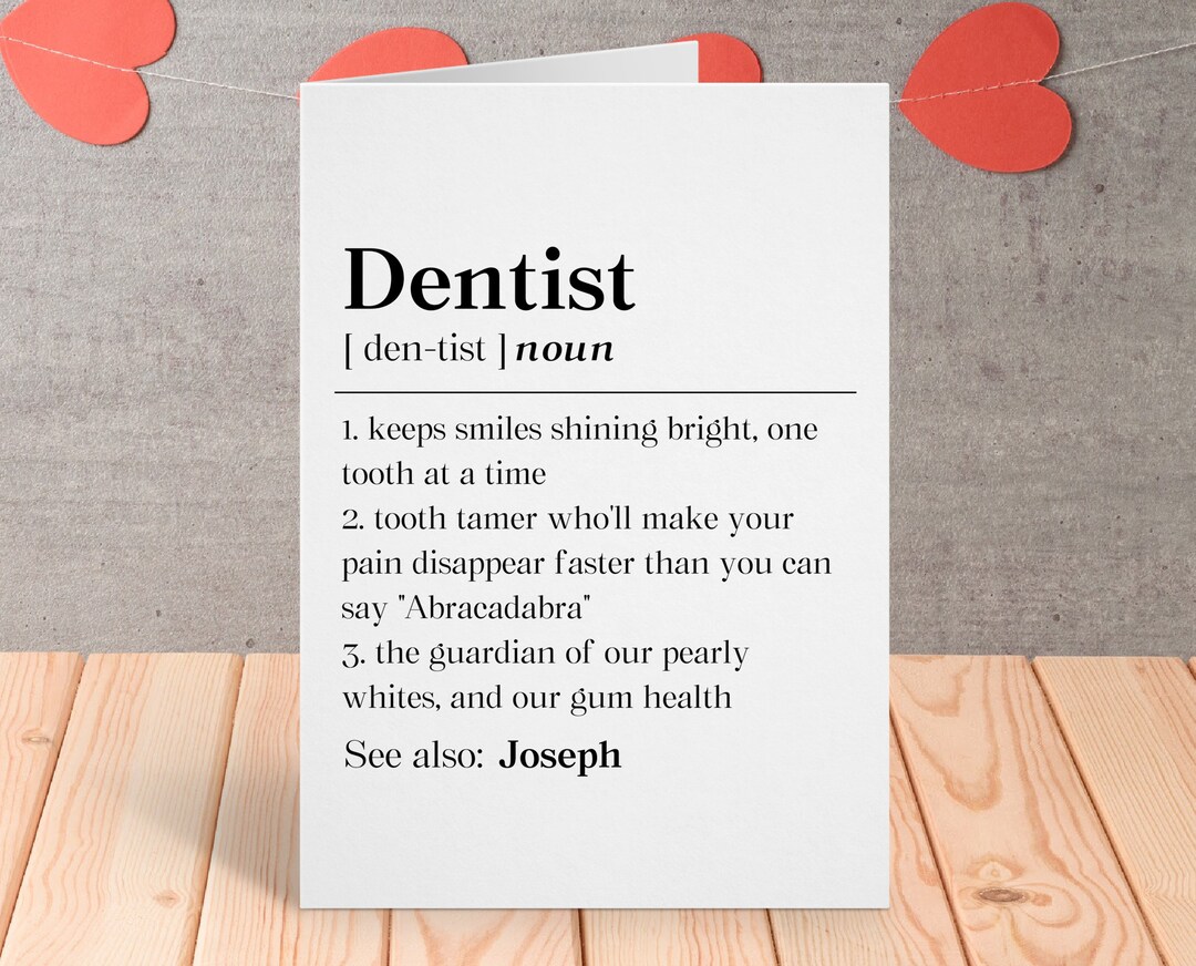 Dentist Definition Card, Personalized Dentist Gift, for Women Greeting ...