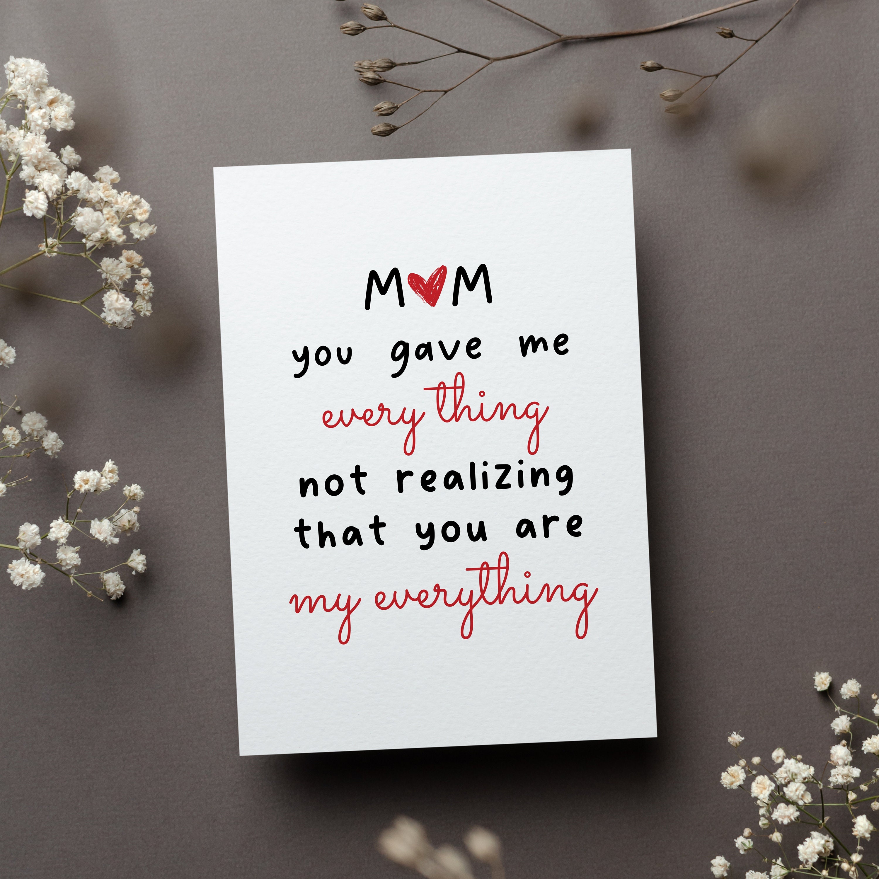 Daughter to Mother Card, You Are My Everything Gift, Mothers Day From ...