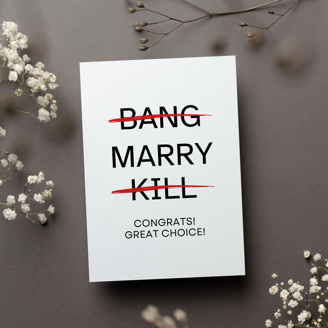 Bang Marry Kill Card Funny Wedding Congrats Gift Newly - Etsy