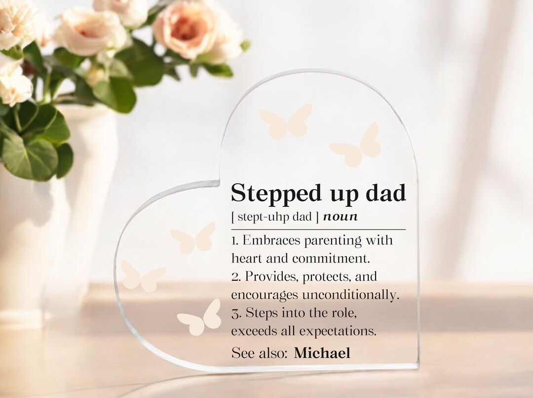 Personalized Stepped up Dad Thank You Heart Acrylic Plaque, Stepdad ...