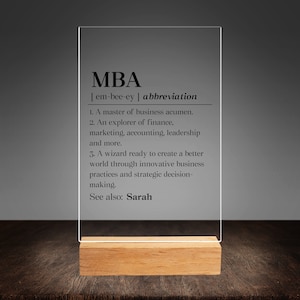 Personalized Mba Graduation Acrylic Plaque, Custom Master of Business ...