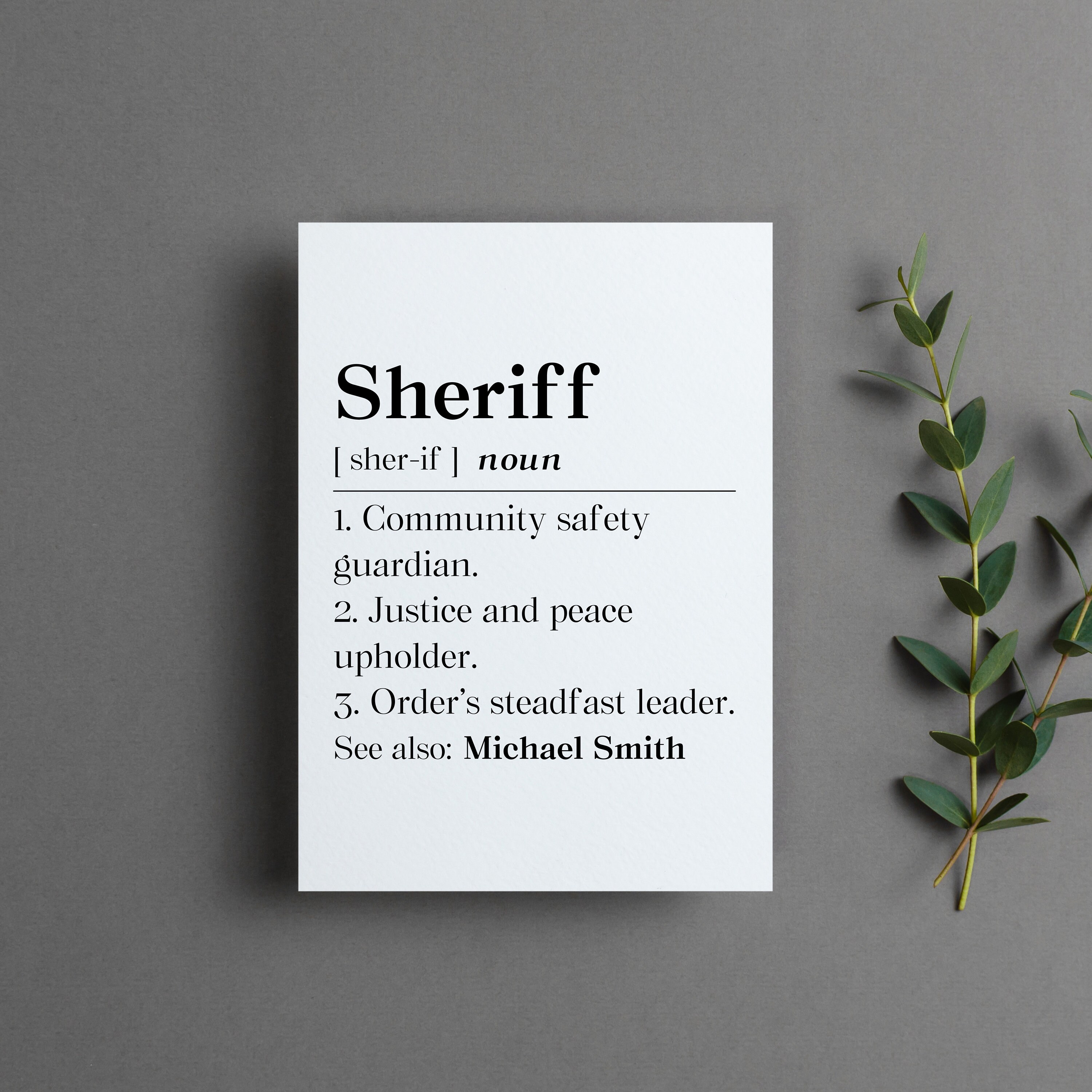 Personalized Sheriff Appreciation Card, Sheriff Promotion Gift, Sheriff ...