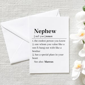 Personalized for Nephew Card, Nephew Definition Card, Best Nephew Gift ...