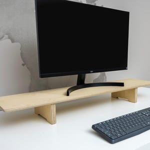 Wooden Monitor Stand With Drawer, Computer Laptop Organizer Stand, Dual ...