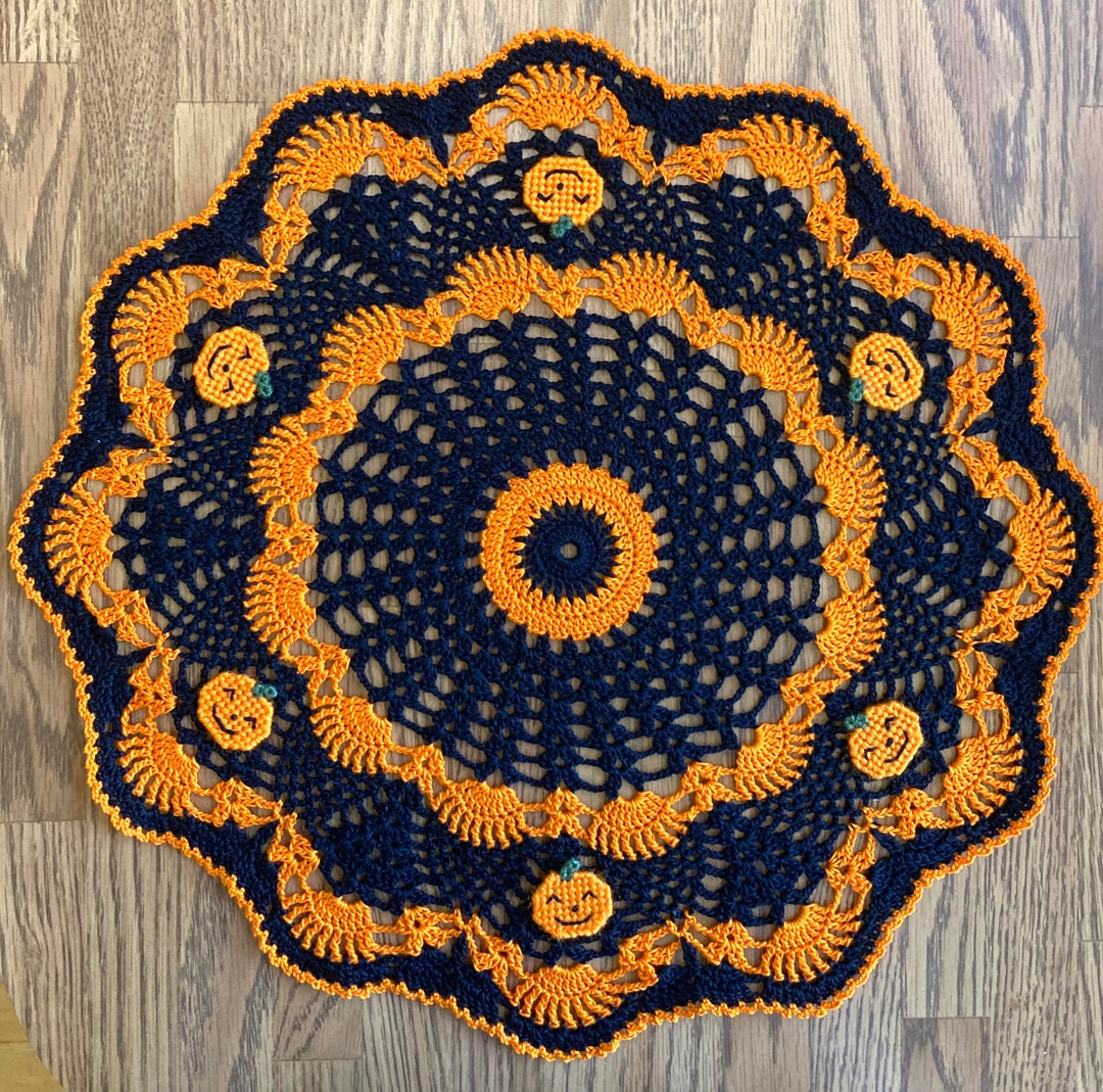 Halloween Crochet Doily With Pumpkins - Etsy