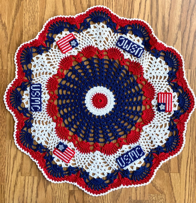New Handmade Crochet Patriotic Doily - Etsy