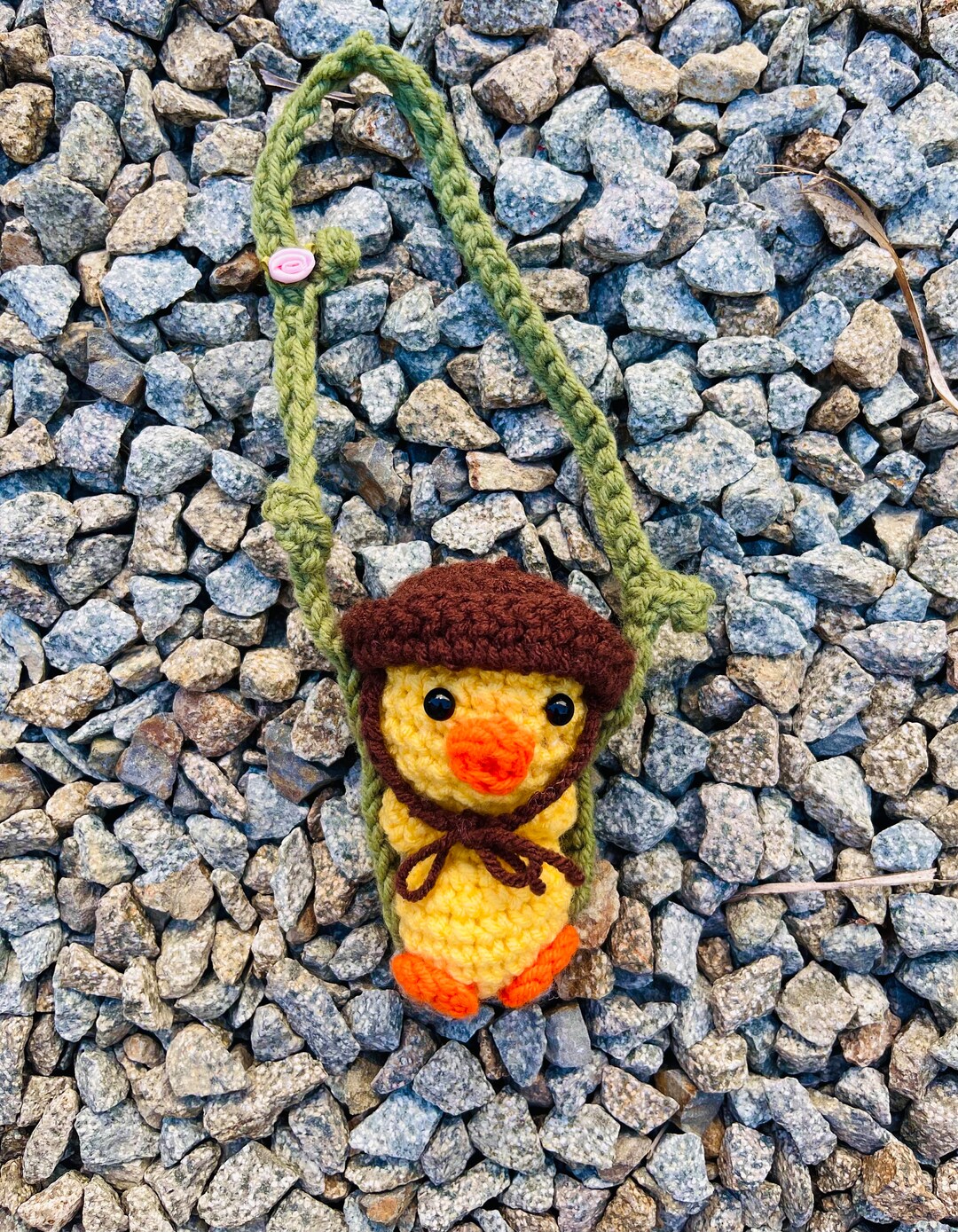 Crochet Duck on Stem Swing Car Dangler! Crochet Handmade Bird on Swing ...