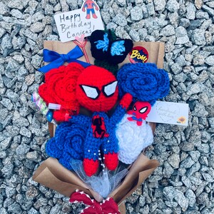 Marvels Spider-man, Crochet Spiderman Mini Bouquet, Handmade Stan Lee ...