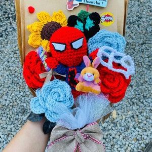 Marvels Spider-man, Crochet Spiderman Mini Bouquet, Handmade Stan Lee ...