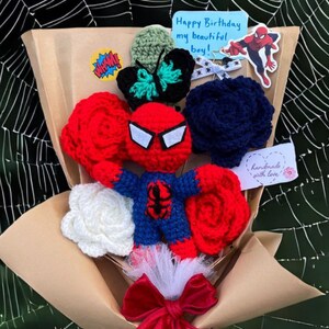 Marvels Spider-man, Crochet Spiderman Mini Bouquet, Handmade Stan Lee ...
