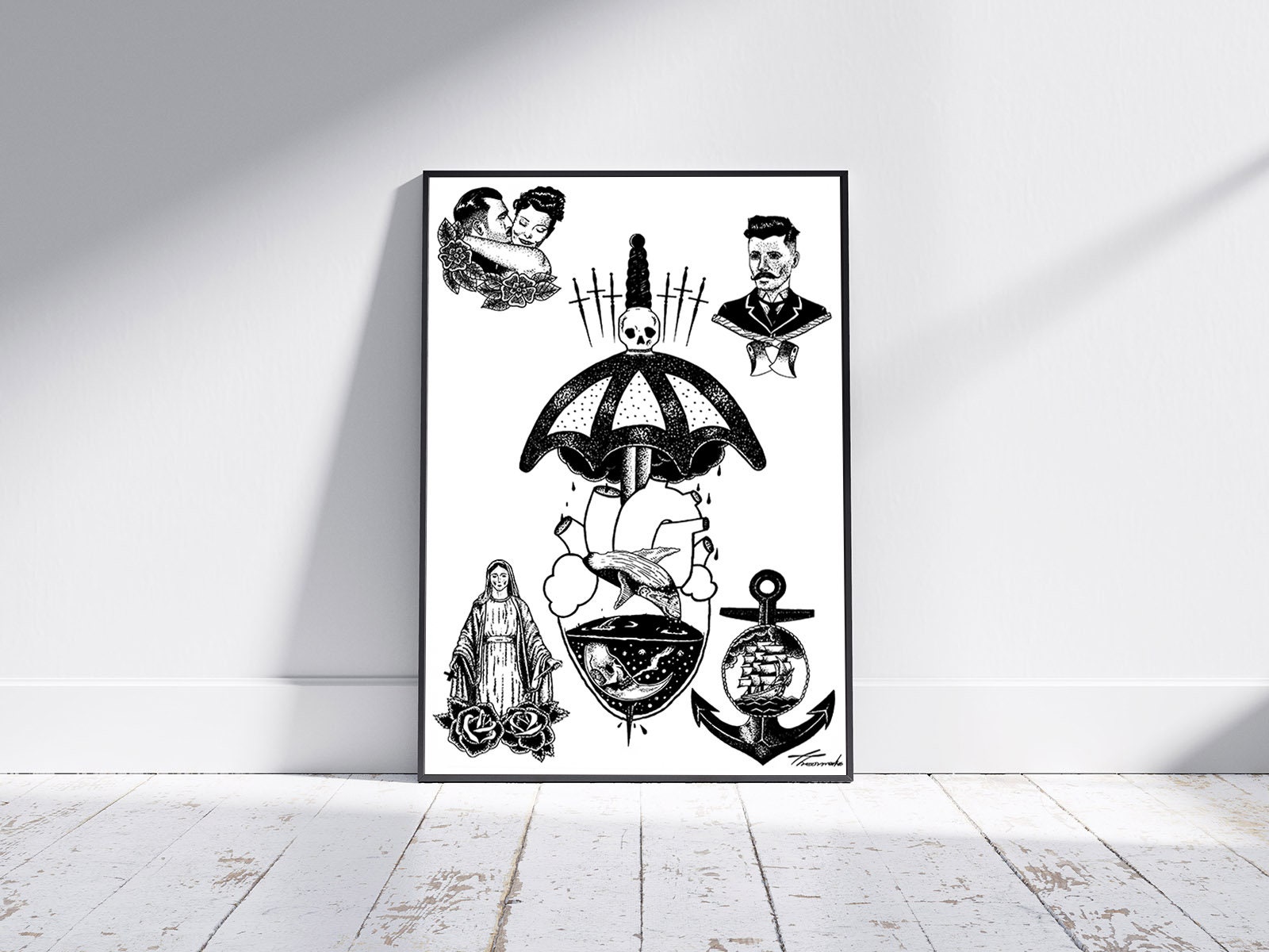 Traditional Tattoo Flash Digital LARGE Art Print gothic Art original ...