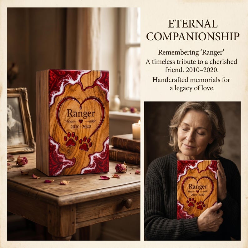 Custom Wood Resin Pet Memorial Urn: Personalized Cremation Keepsake ...
