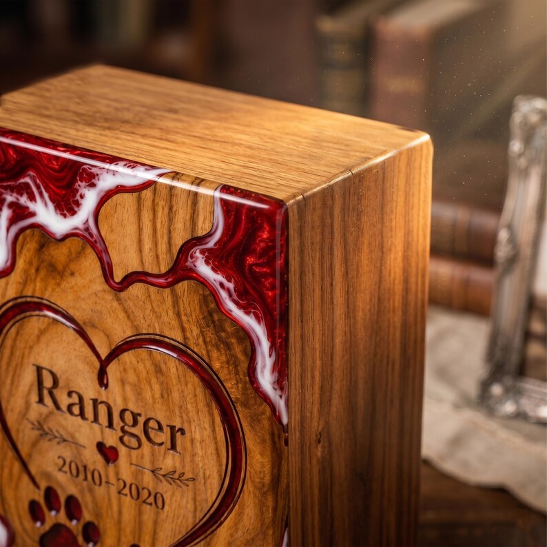 Custom Wood Resin Pet Memorial Urn: Personalized Cremation Keepsake ...