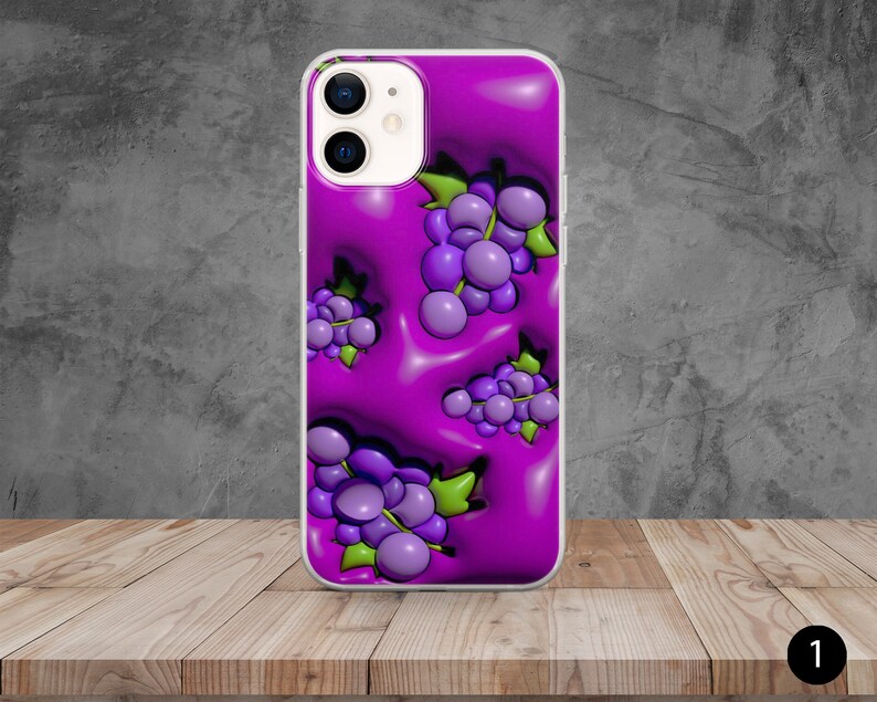 3D Fruit Phone Case Strawberry, Cherry, Grapes Cover for iPhone 15, 14 ...