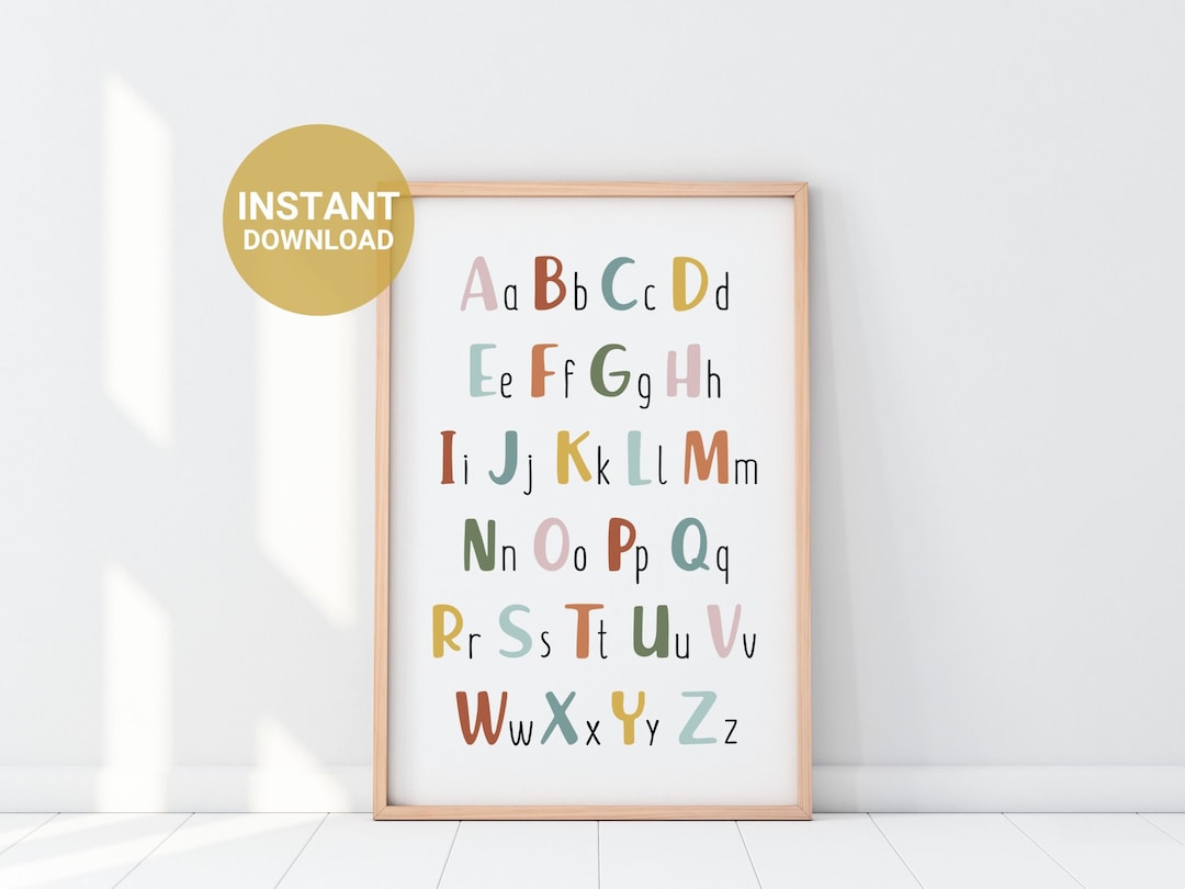 Rainbow Alphabet Print, Printable ABC Poster, Education Wall Art ...