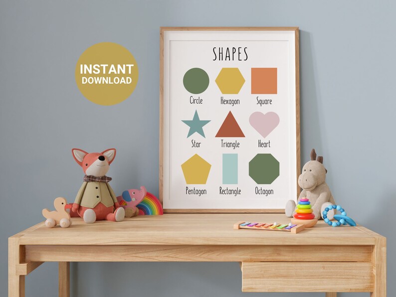 Shapes Educational Print, Printable Shapes Poster, Educational Wall Art ...