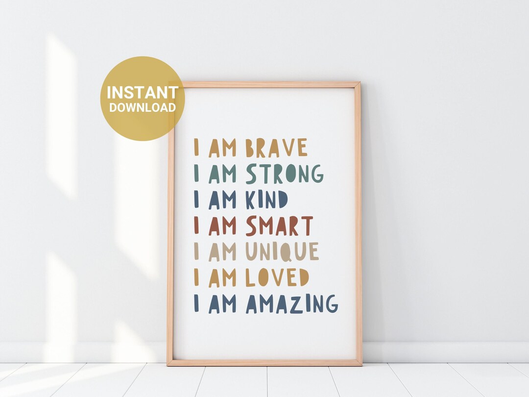 Positive Affirmation Sign, Printable Quote Poster, Kids Wall Art, Boys ...