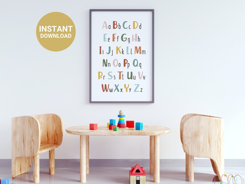 Rainbow Alphabet Print, Printable ABC Poster, Education Wall Art ...