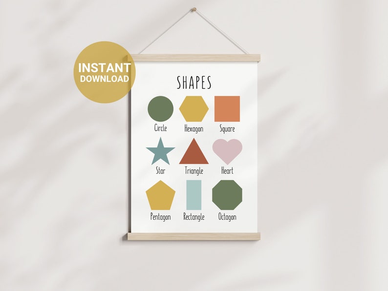 Shapes Educational Print, Printable Shapes Poster, Educational Wall Art ...