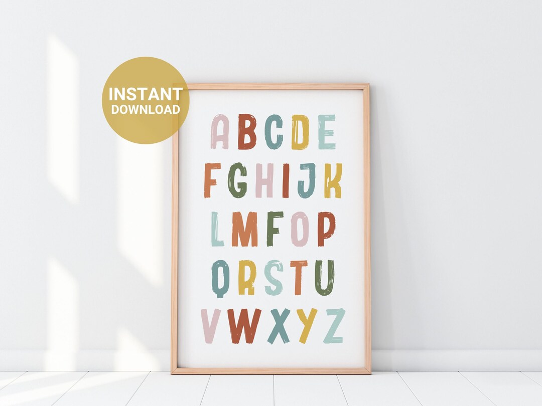 Rainbow Alphabet Print, Printable ABC Poster, Education Wall Art ...