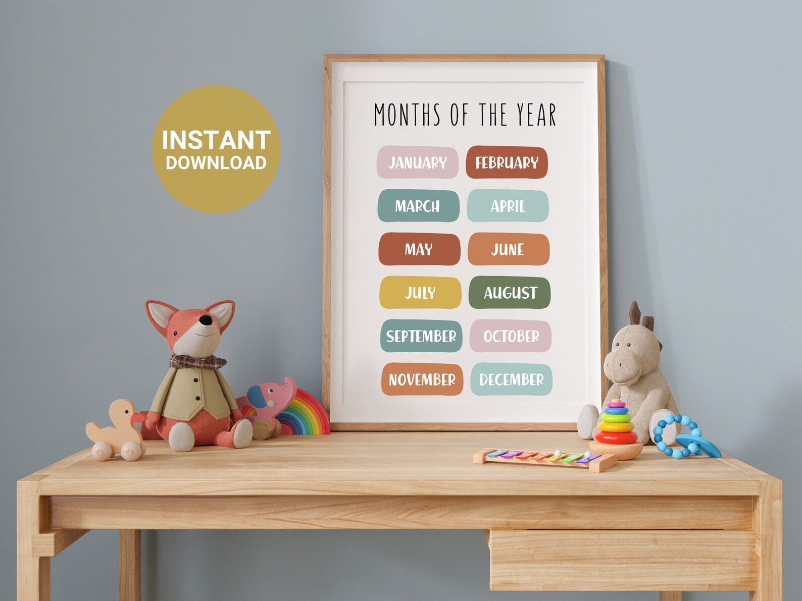 Months of the Year Print, Kids Printable Poster, Educational Wall Art ...