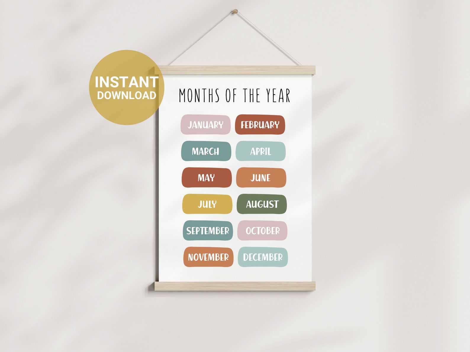 Months of the Year Print, Kids Printable Poster, Educational Wall Art ...