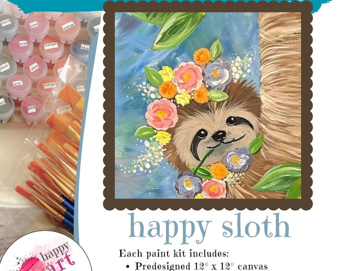 Sloth Paint Kit, Sloth Birthday, Paint Kit for Teens and Adults, DIY ...