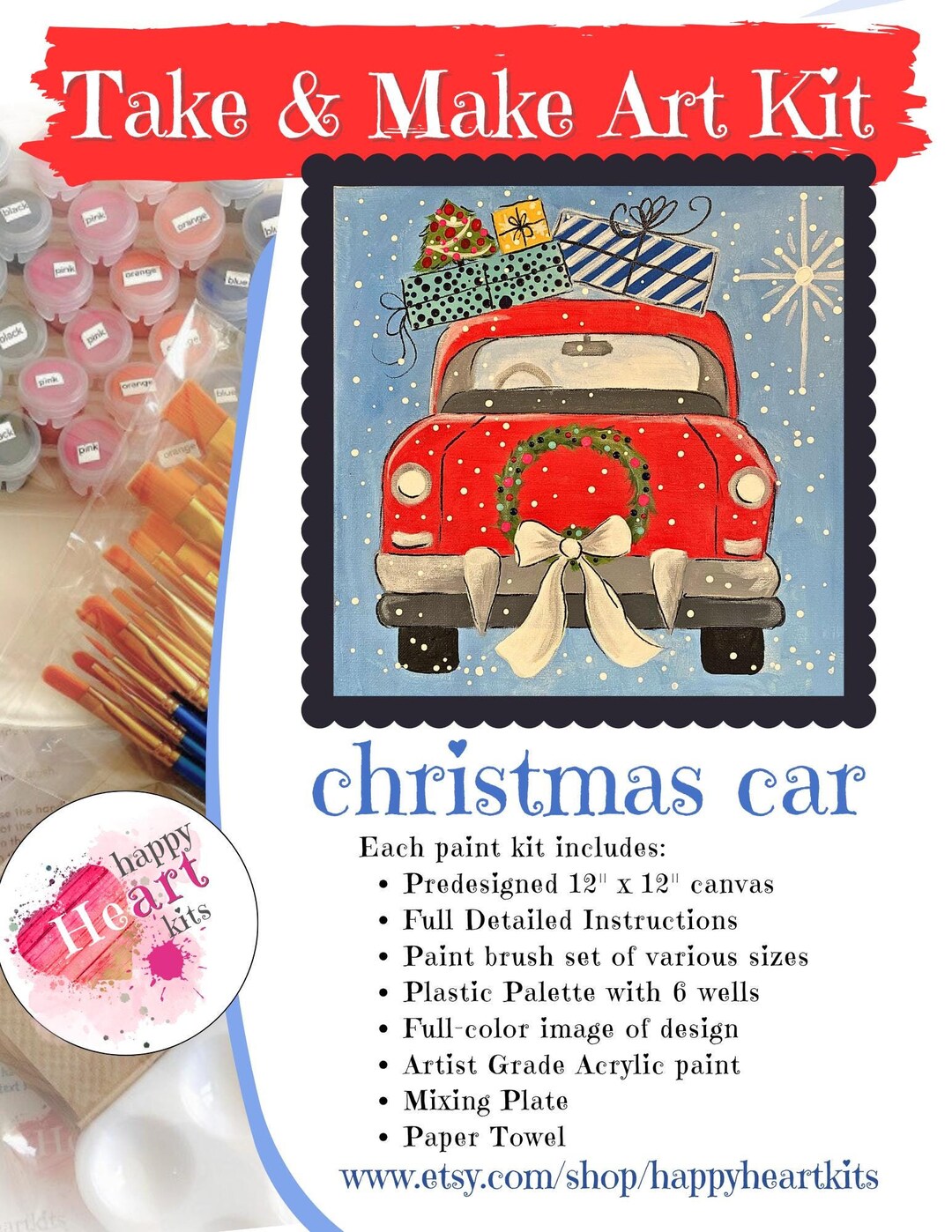 Christmas Art Kit, Holiday Painting Kit, Paint Party Kit, DIY Paint ...