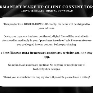 Permanent Make up Client Consent Forms, Client Consultation Forms, Beauty Forms, Digital ...