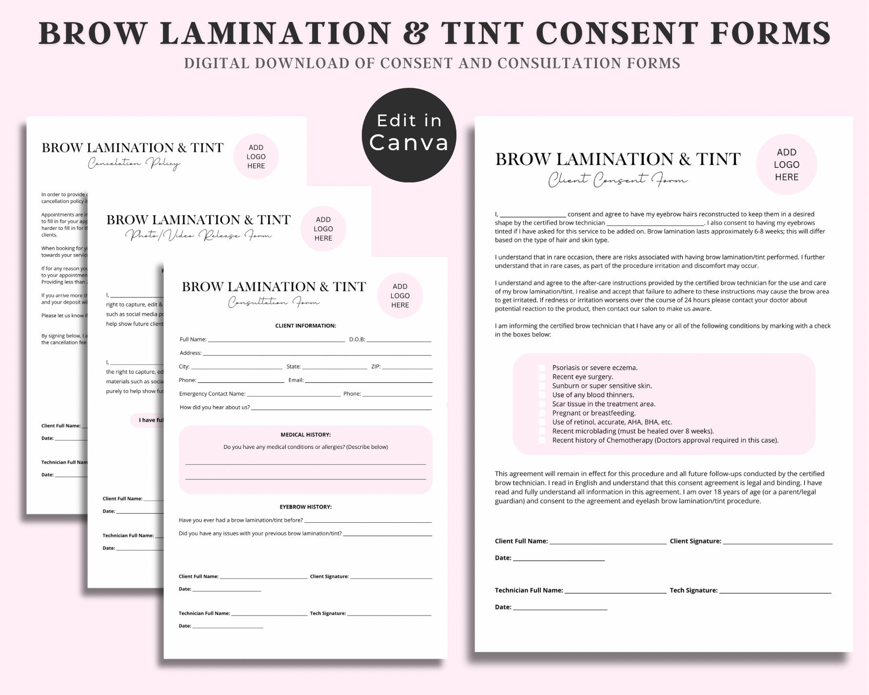 Brow Lamination & Tint Consent Forms Client Consultation - Etsy