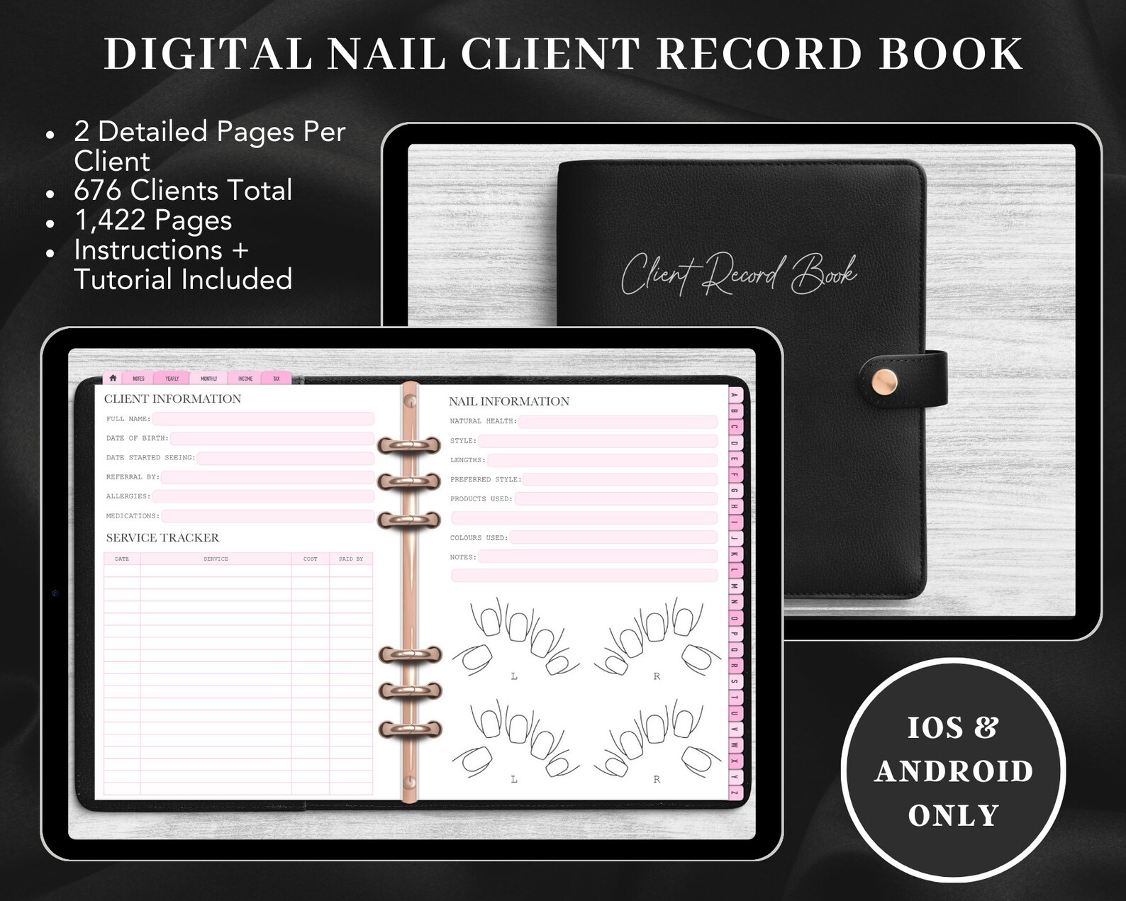 DIGITAL PINK Nail Client Record Book Template, Nail Technician Records ...