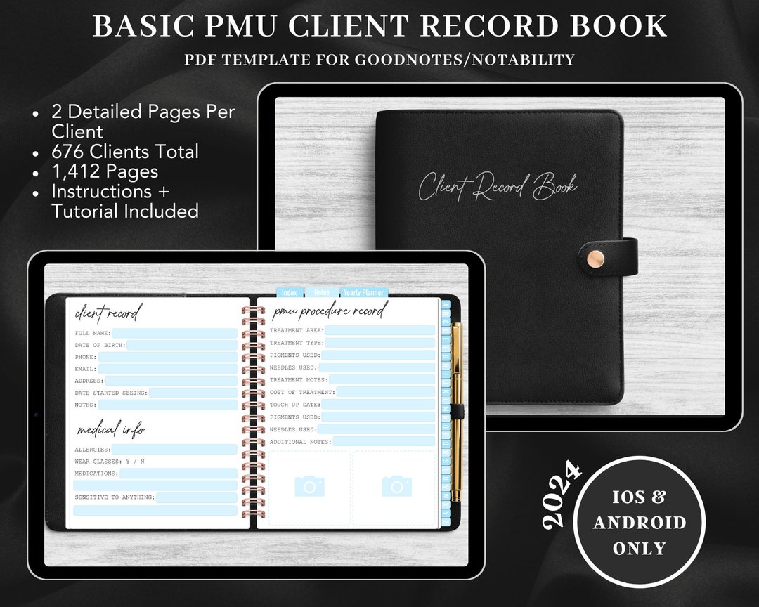 2024 DIGITAL BLUE Basic PMU Client Record Book Template, Business ...