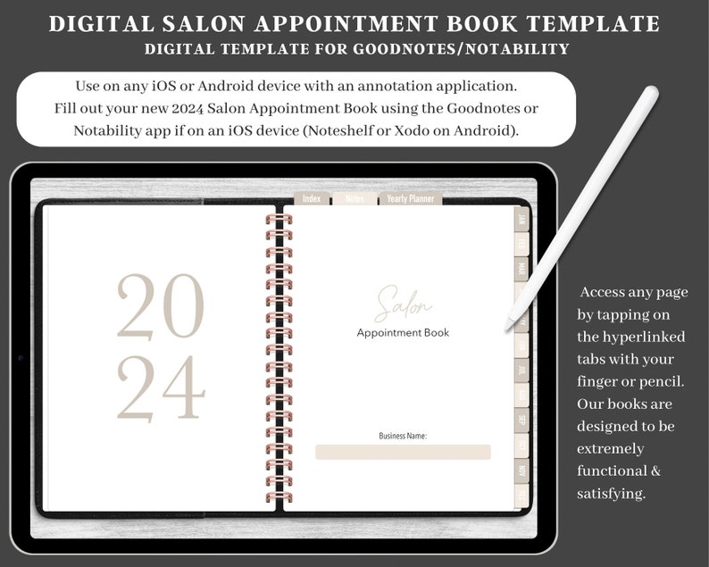 2024 DIGITAL BEIGE Salon Appointment Book, Business Client Appointment ...