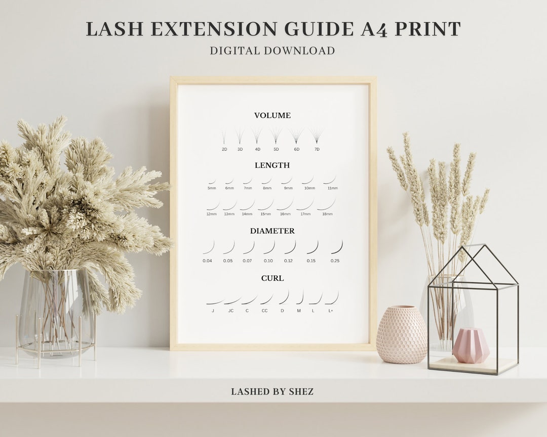 Eyelash Extension Style Guide, Lash Tech Style Guide, Lash Tech Prints ...