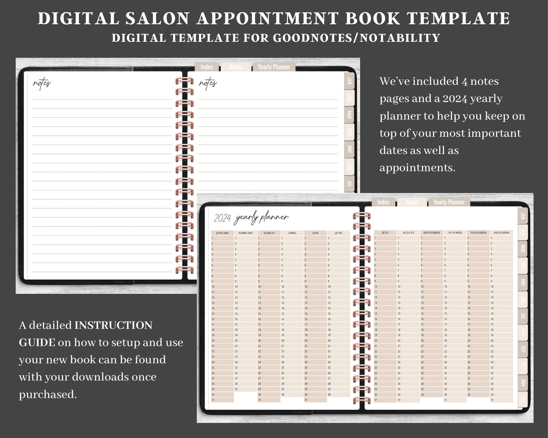 2024 DIGITAL BEIGE Salon Appointment Book, Business Client Appointment ...