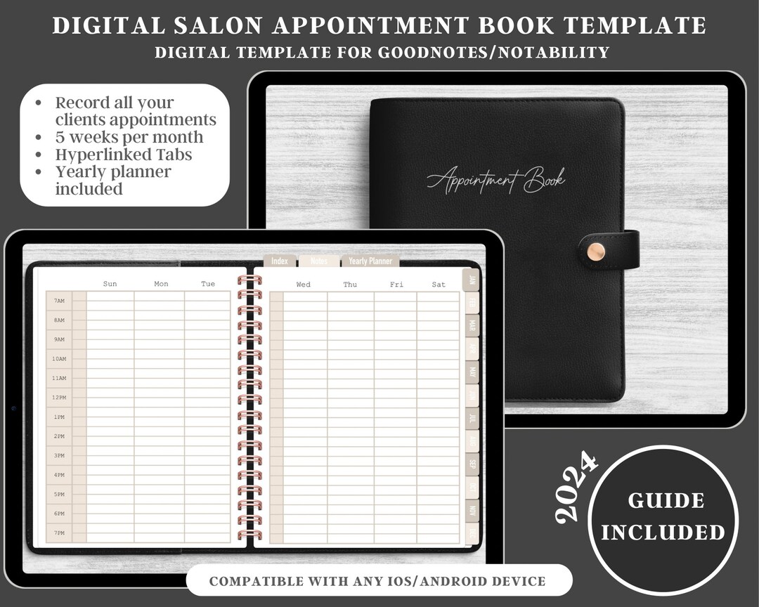 2024 DIGITAL BEIGE Salon Appointment Book, Business Client Appointment ...