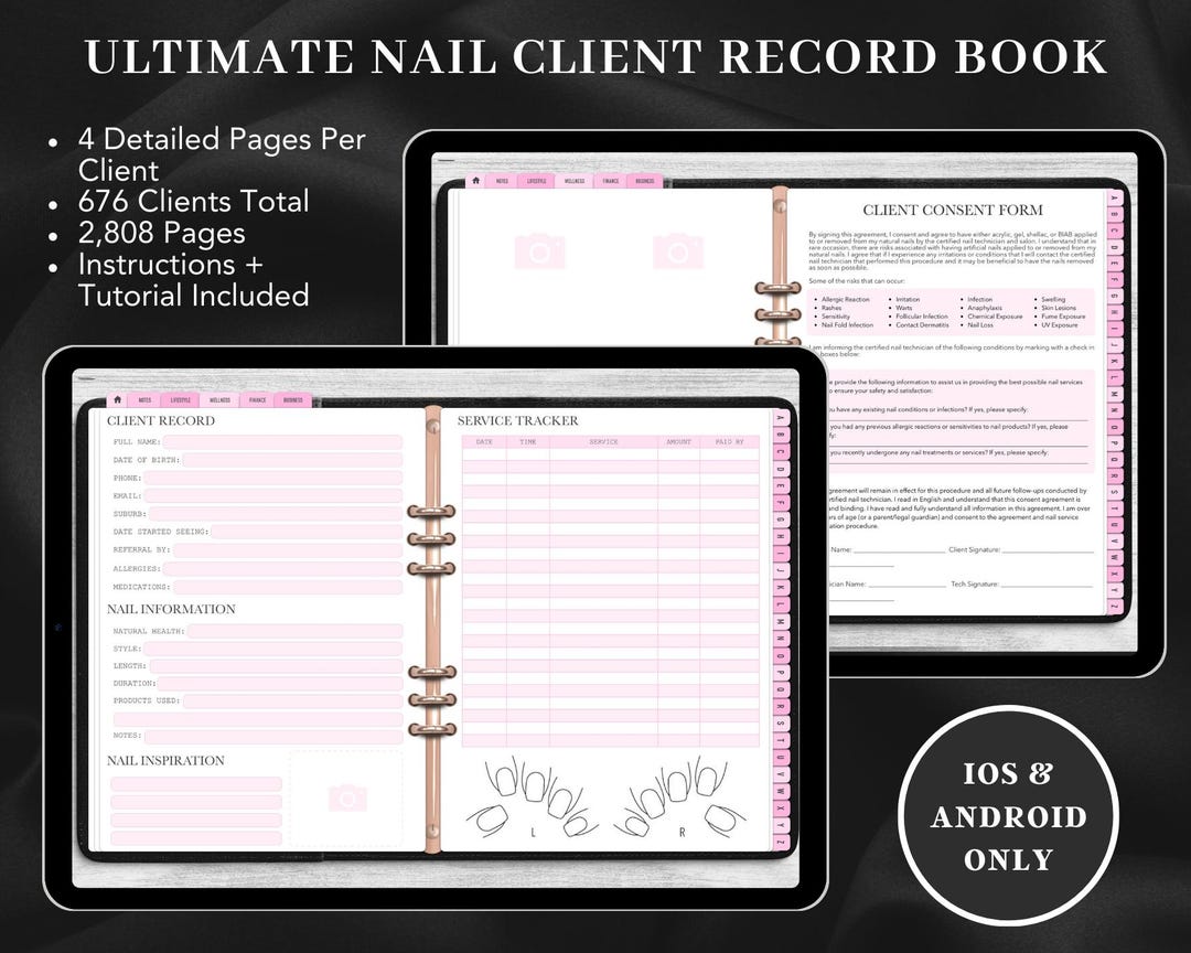 DIGITAL PINK Ultimate Nail Client Record Book Template, Nail Planner ...