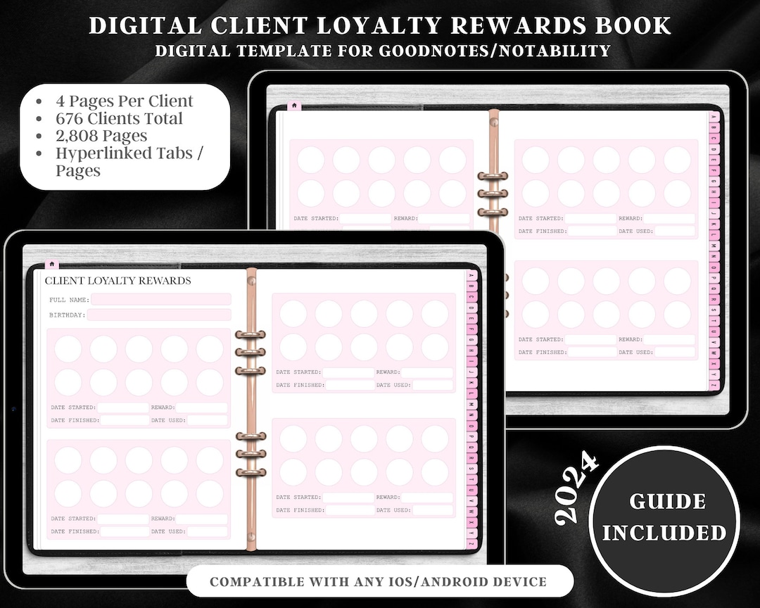 DIGITAL PINK Client Loyalty Rewards Book Template, Lash Tech Rewards ...