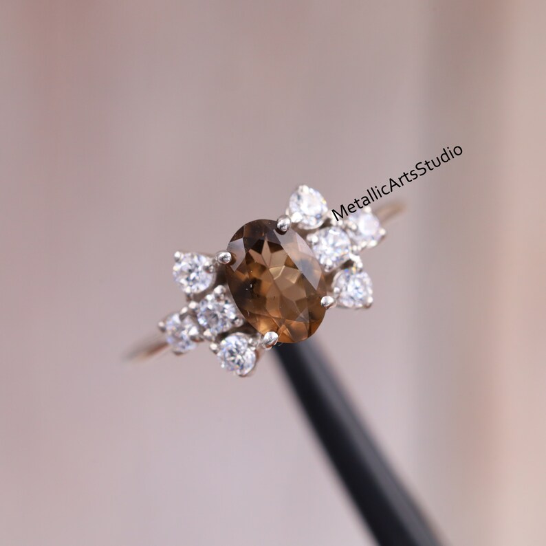 Natural Smoky Quartz Oval Ring 925 Sterling Silver Ring Smoky Quartz ...