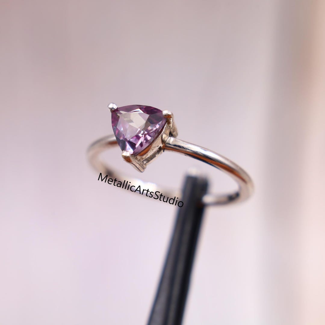 Triangle Alexandrite Ring – Sterling Silver Minimalist Solitaire - Etsy