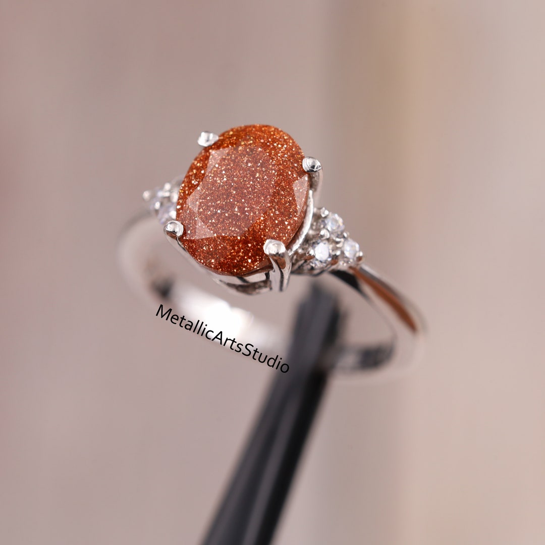 Sandstone Ring, Oval Cut Ring, Goldstone Ring, Golden Sandstone Ring ...
