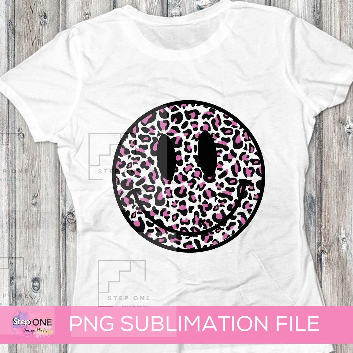 Smiley Face PNG, Leopard Smile Face PNG, Pink Leopard Print Sublimation ...