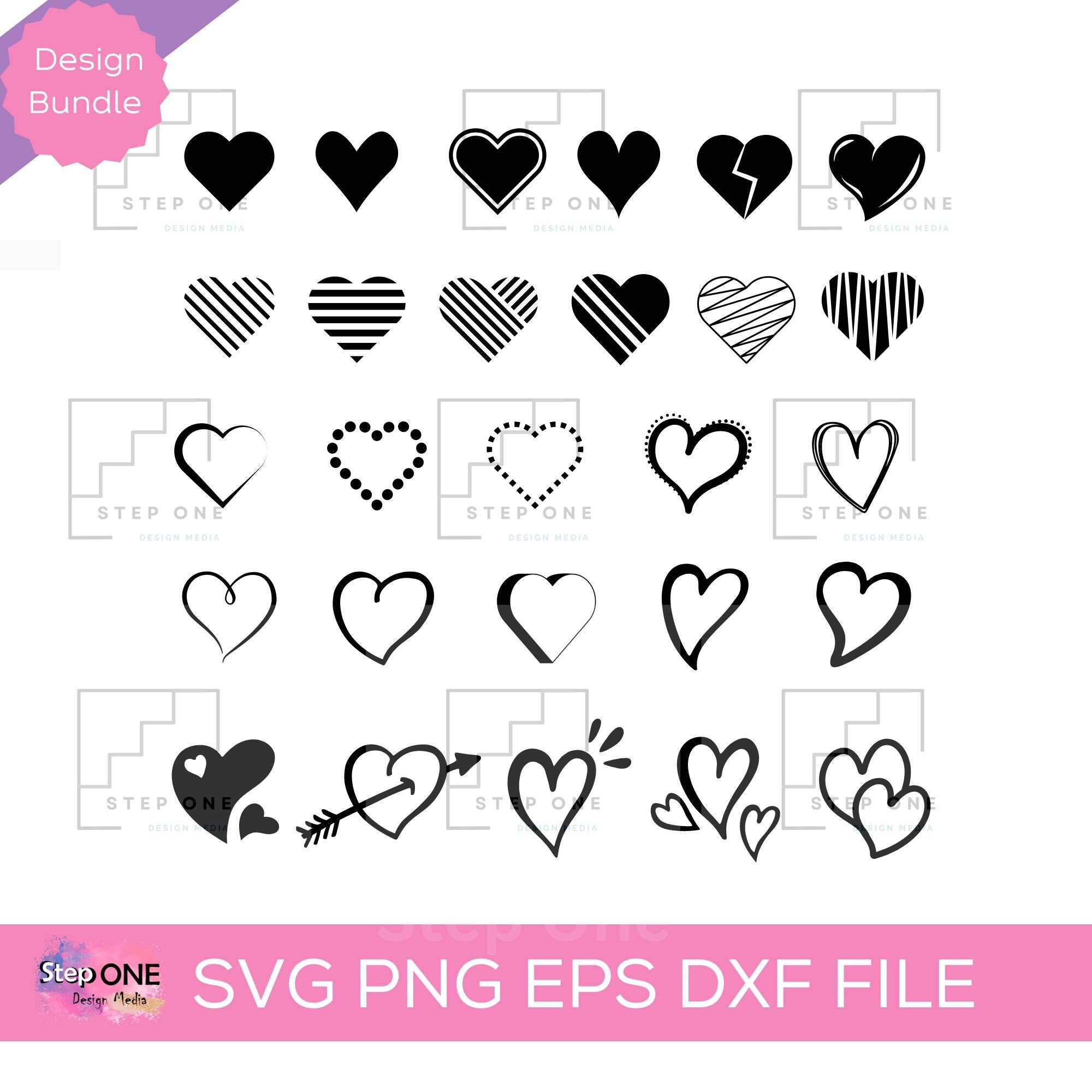 Hearts Bundle Svg, Hearts Png Bundle, Hearts Graphics Crafting, Heart ...