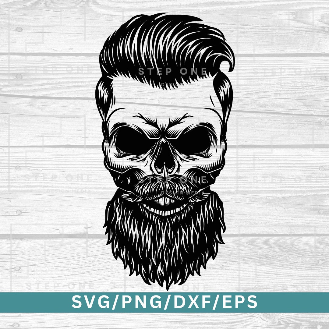 Skull SVG| Bearded Skull| Skull Instant Download| Skull Art| Tattoo ...