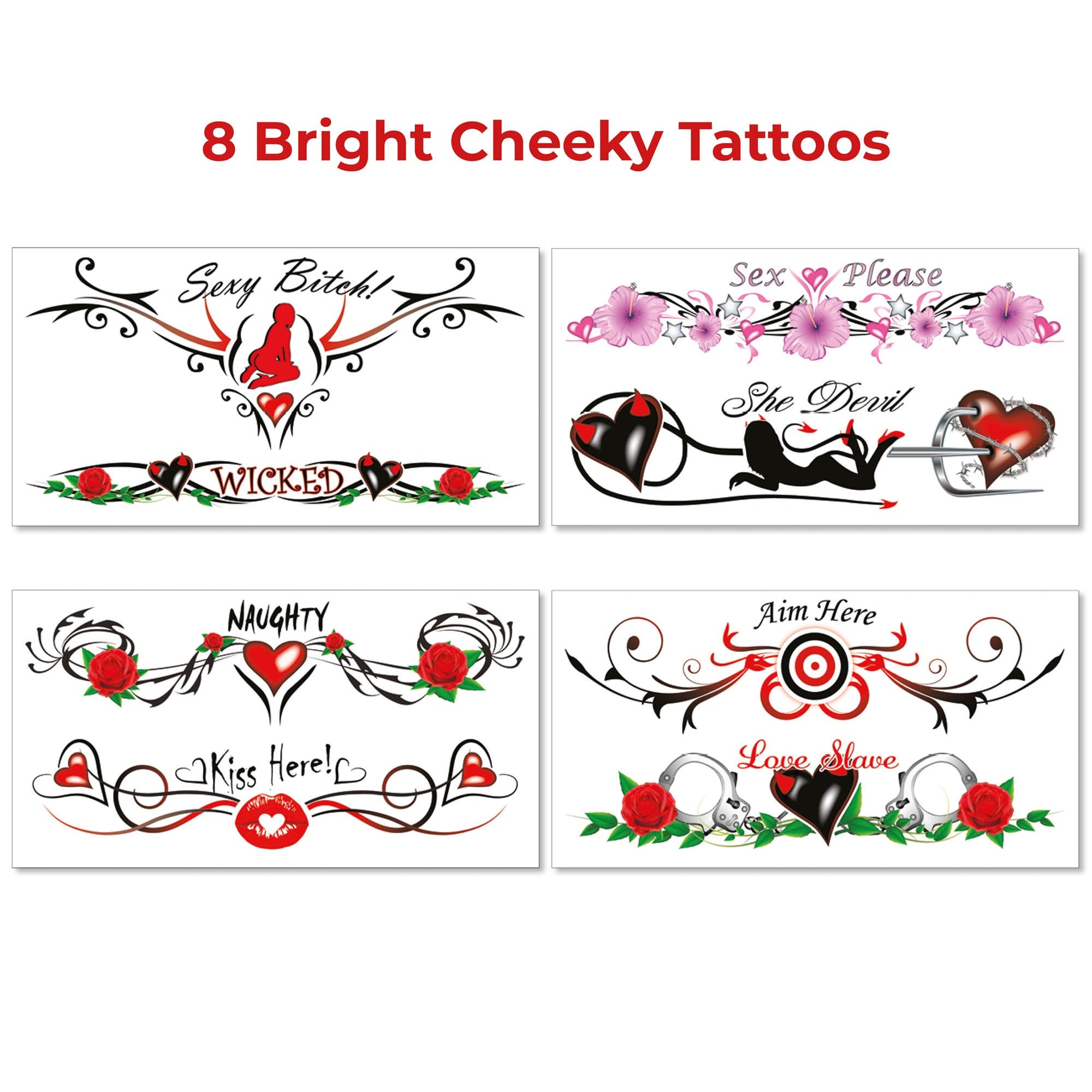 4 Sheets With 8 Sexy Hot Naughty Temporary Tattoos for Women Ladies ...