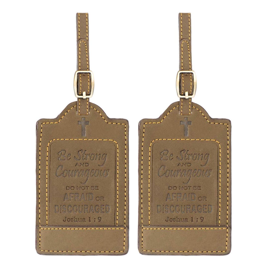 Sovereign-gear Christian Leather Luggage Tags – Joshua 1:9 – Set of 2 ...