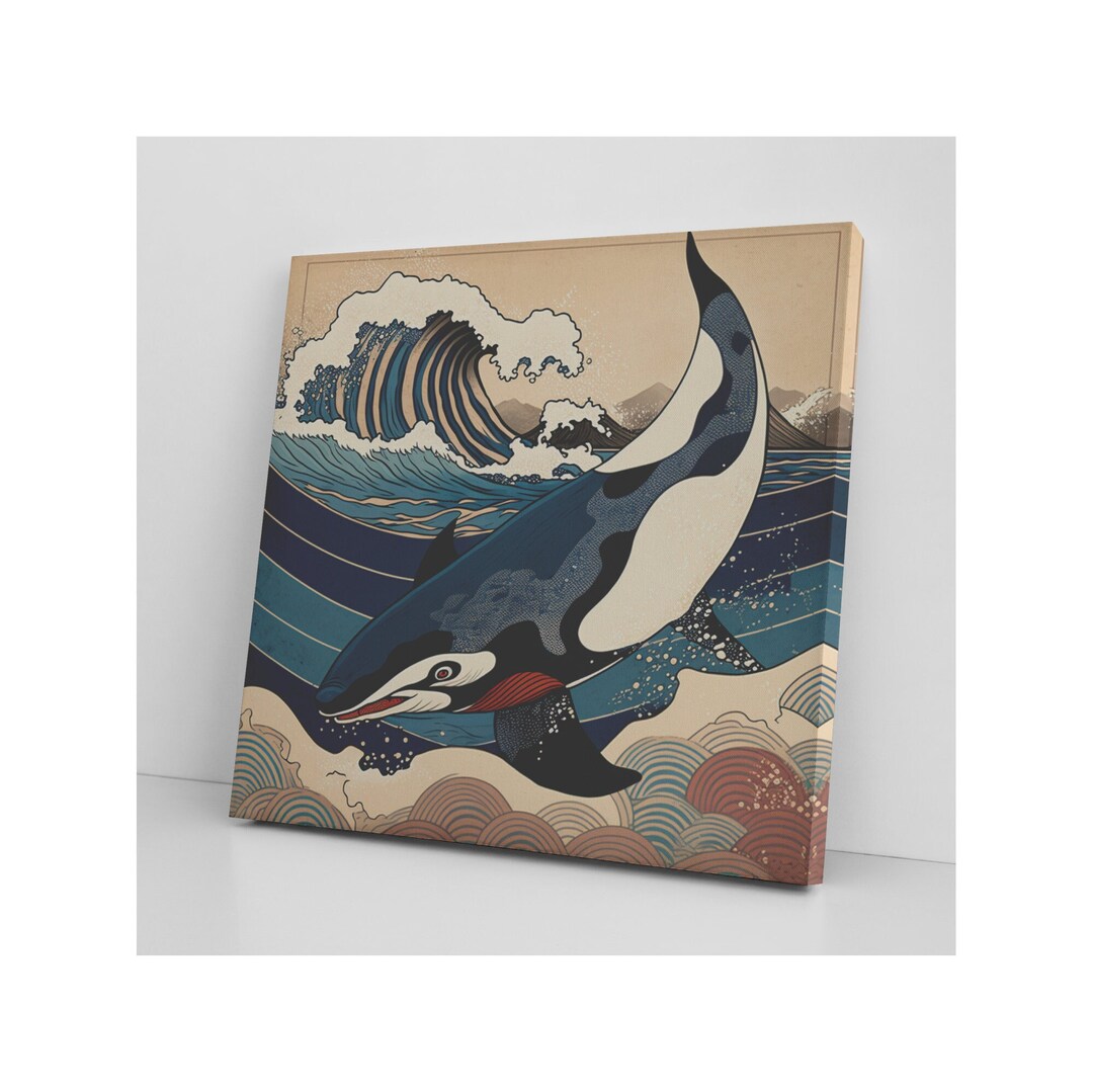 Orca Painting, Orca Retro Poster, Whale Canvas, Orca Canvas, Killer ...
