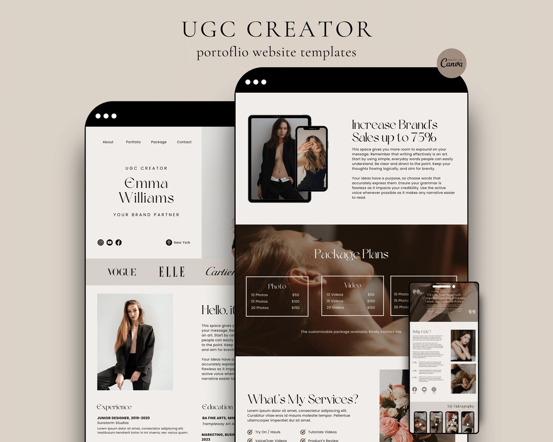 UGC Creator Portfolio Website Template Content Creator Landing Page UGC ...