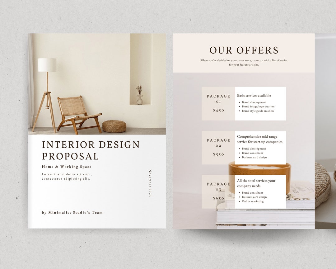 Minimal Interior Design Proposal Template Simple Small - Etsy
